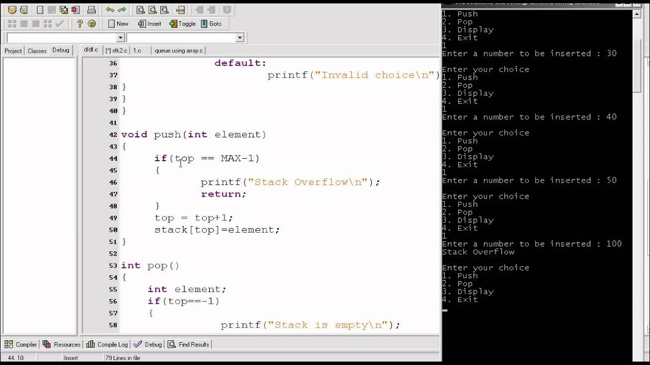 Data Structure tutorial 2.4: Stack using array Display function