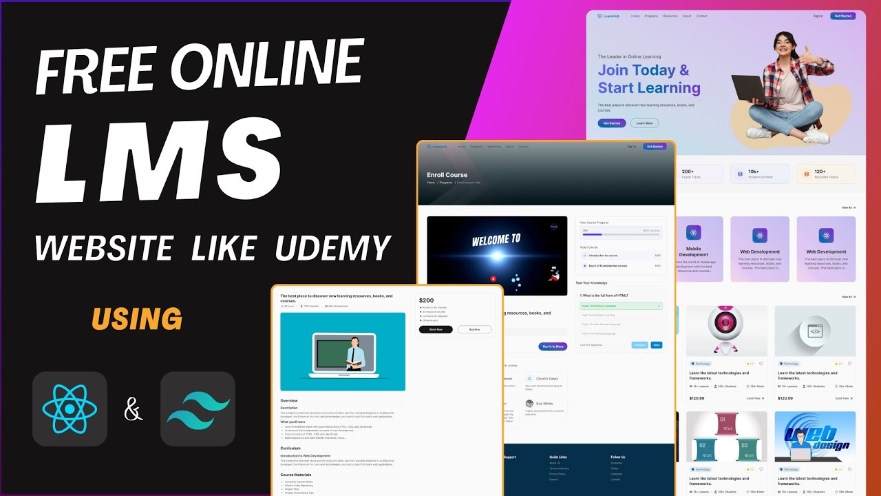 How to Create an Online LMS Education Website using React Js and Tailwind CSS | Like Udemy