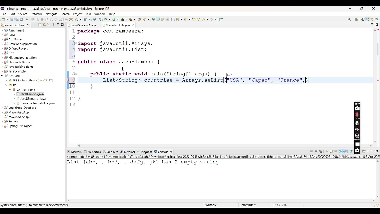 Write a program to iterate over list using lambda expression
