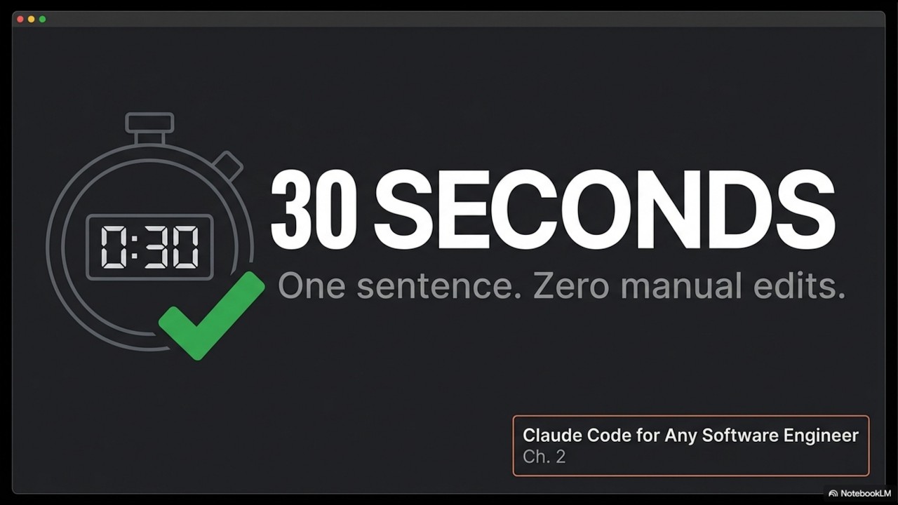 One Sentence, Two Files, Zero Manual Edits — Ch. 2 | Claude Code for Any Software Engineer