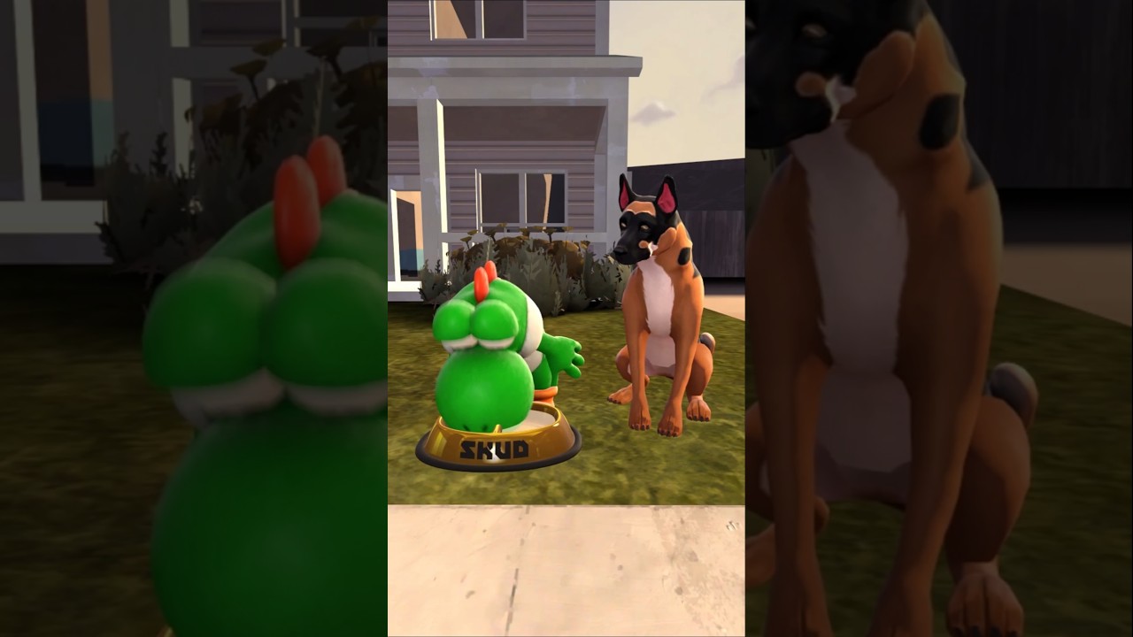 Yoshi eats from Dogs Bowl