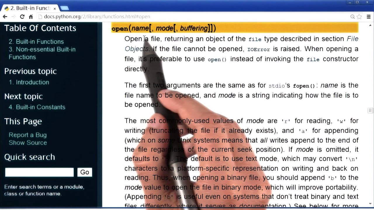 Reading Open Documentation - Programming Foundations with Python