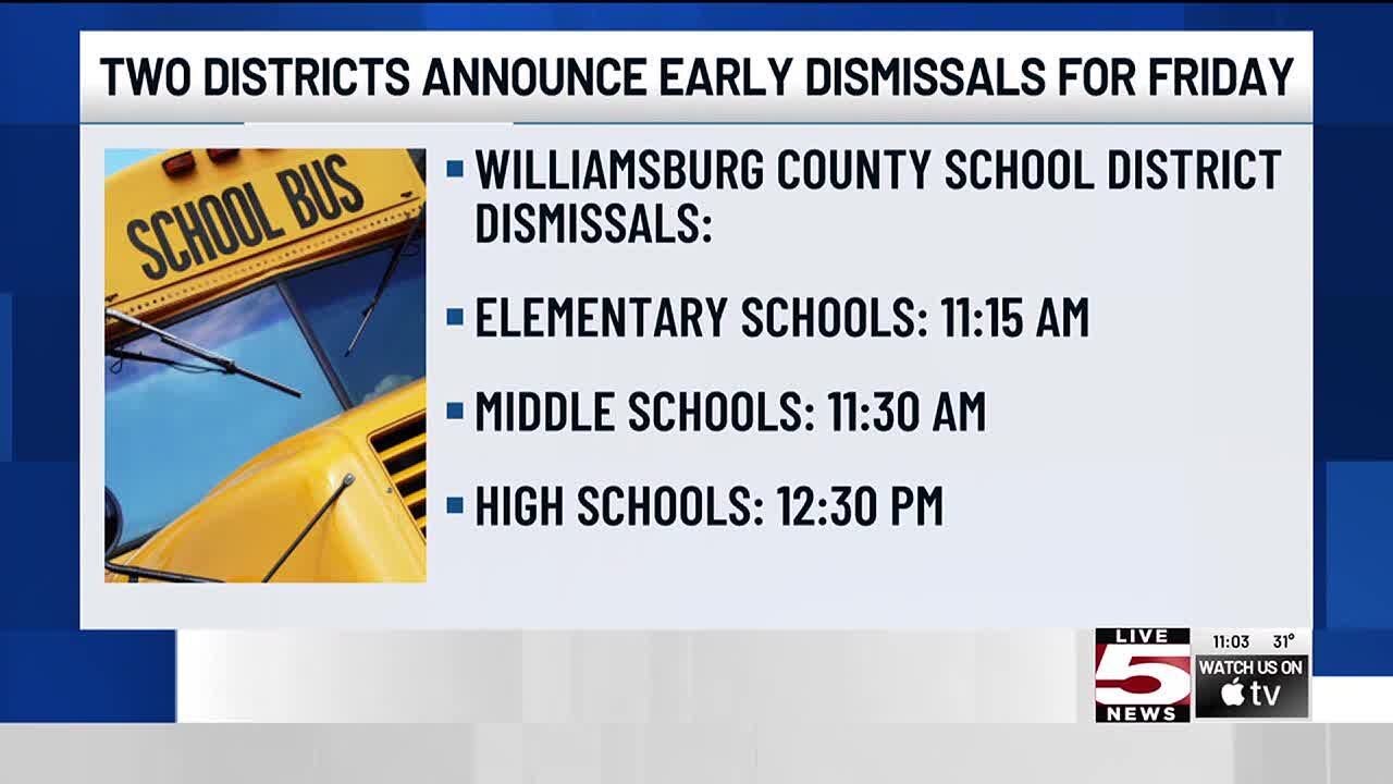 VIDEO: THE LIST: Lowcountry school districts begin announcing early Friday dismissals