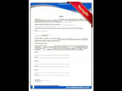 Free printable Codicil Forms