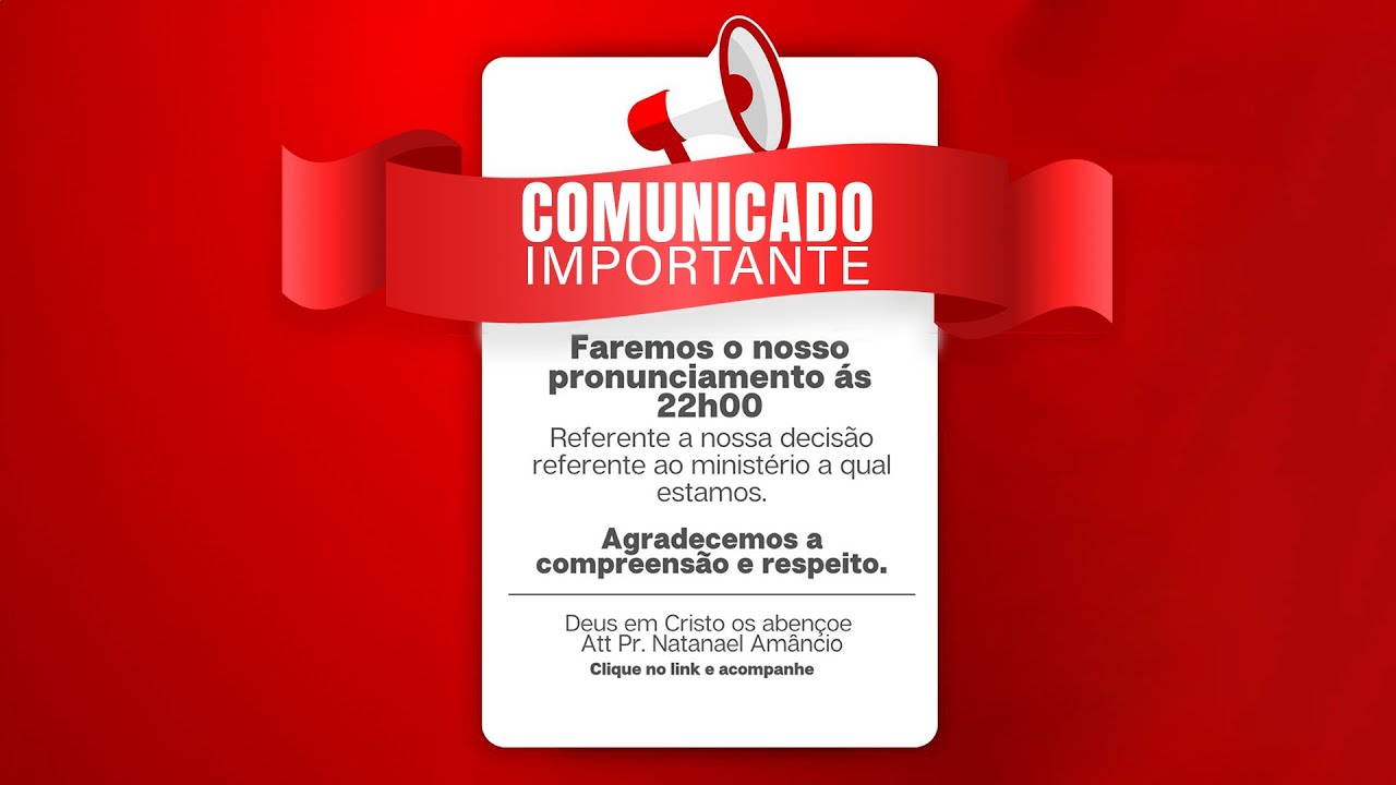 OFFICIAL STATEMENT NEW MINISTRY - PASTOR NATANAEL AMÂNCIO