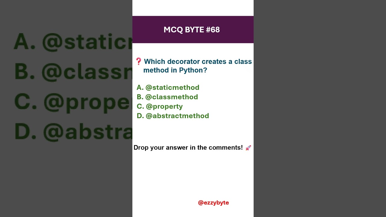 Python MCQ Challenge | Test Your Decorator Knowledge #python #mcqs #ezzybyte