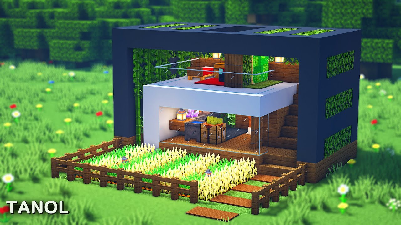 ⚒️ Minecraft : How To Build a Survival Modern House_[마인크래프트 건축 : 야생 모던 ...