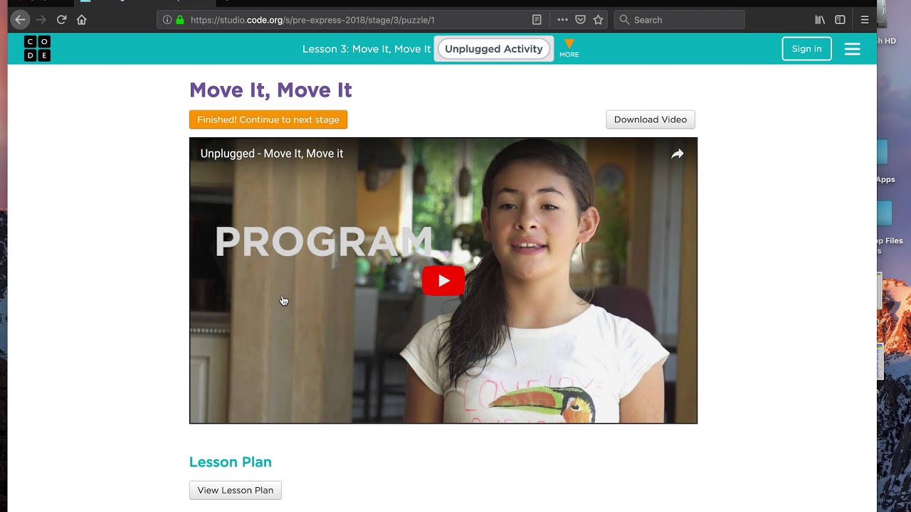 Code org K-5 Pre Reader Express intro and instructions