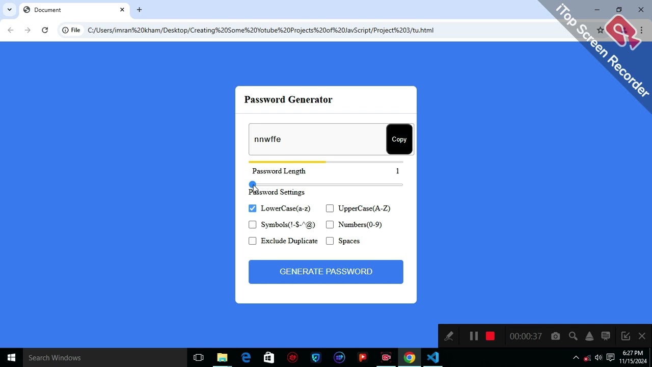 Random Password Generator App Using HTML Css JavaScript #Coding #programming