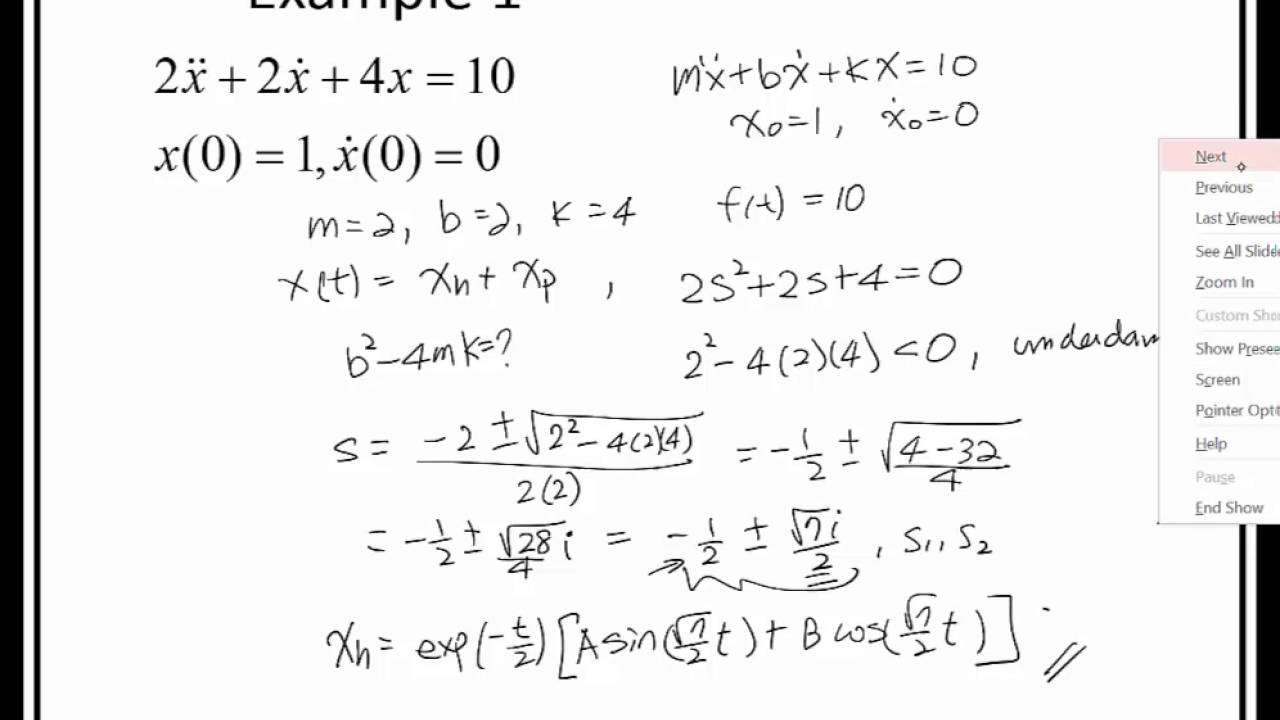 ME 340: Example, Solving 2nd order ODEs