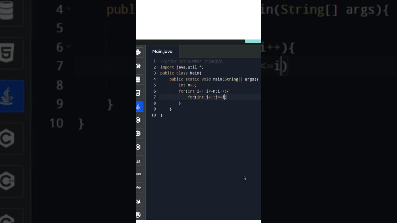 PRINT A PATTERN USING JAVA CODE IN 2 MINUTES ✨