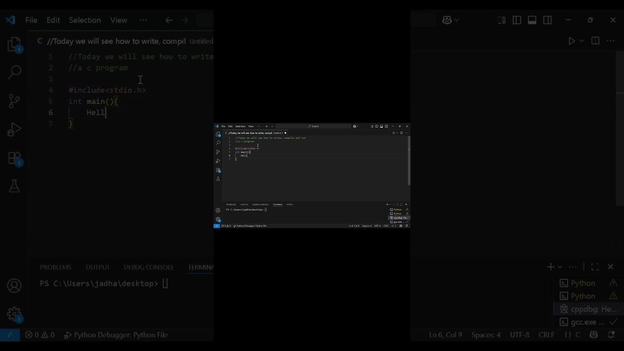 Write & Run C Code in VS Code 💻  #Shorts