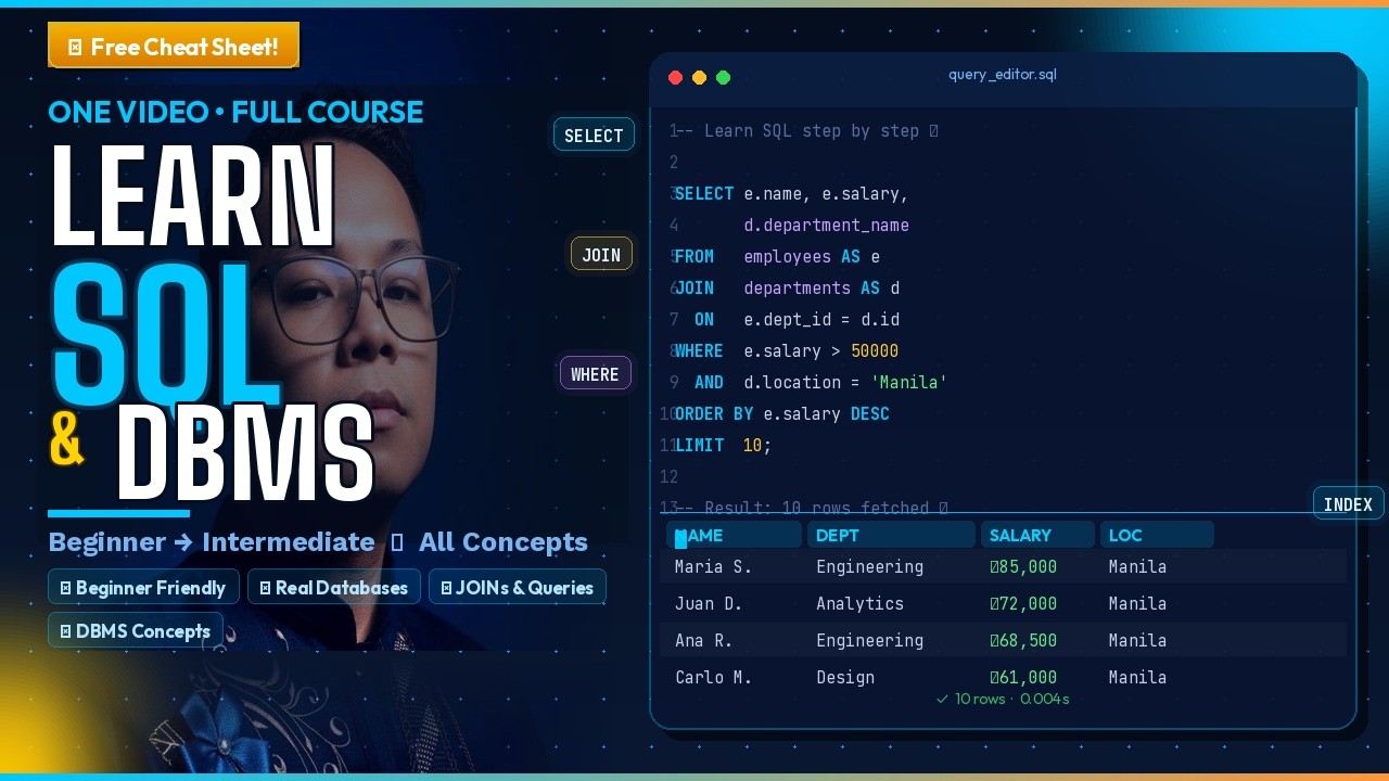 Learn SQL and DBMS in One Video (Beginner to Intermediate Guide)
