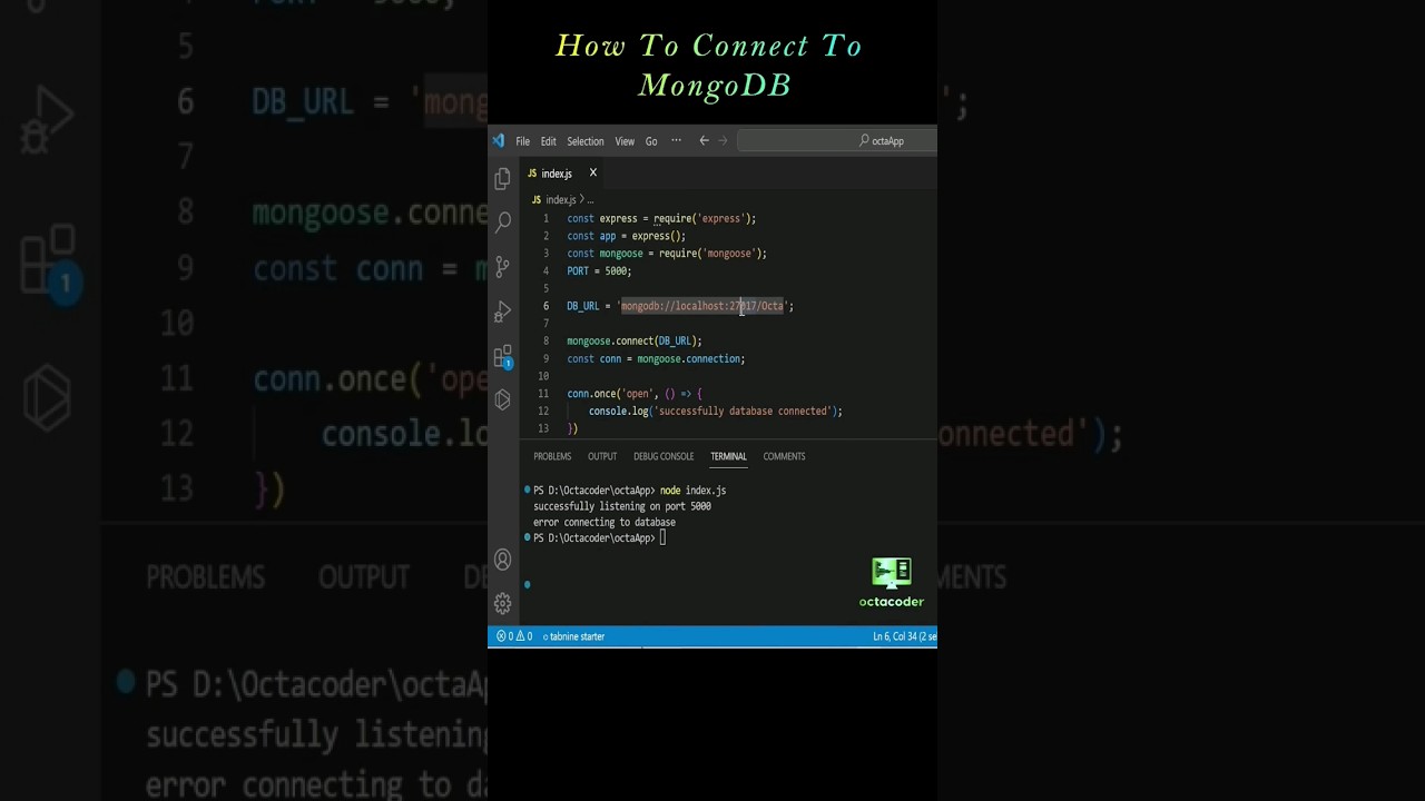 how to connect to mongodb database #nodejs #mongodb #expressjs #webdesigner #webdevelopment