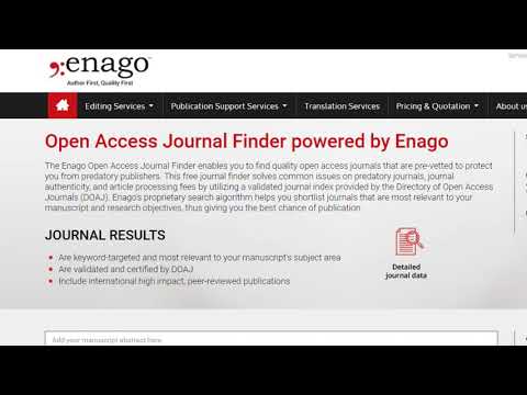 Open Access Journal Finder powered by Enago