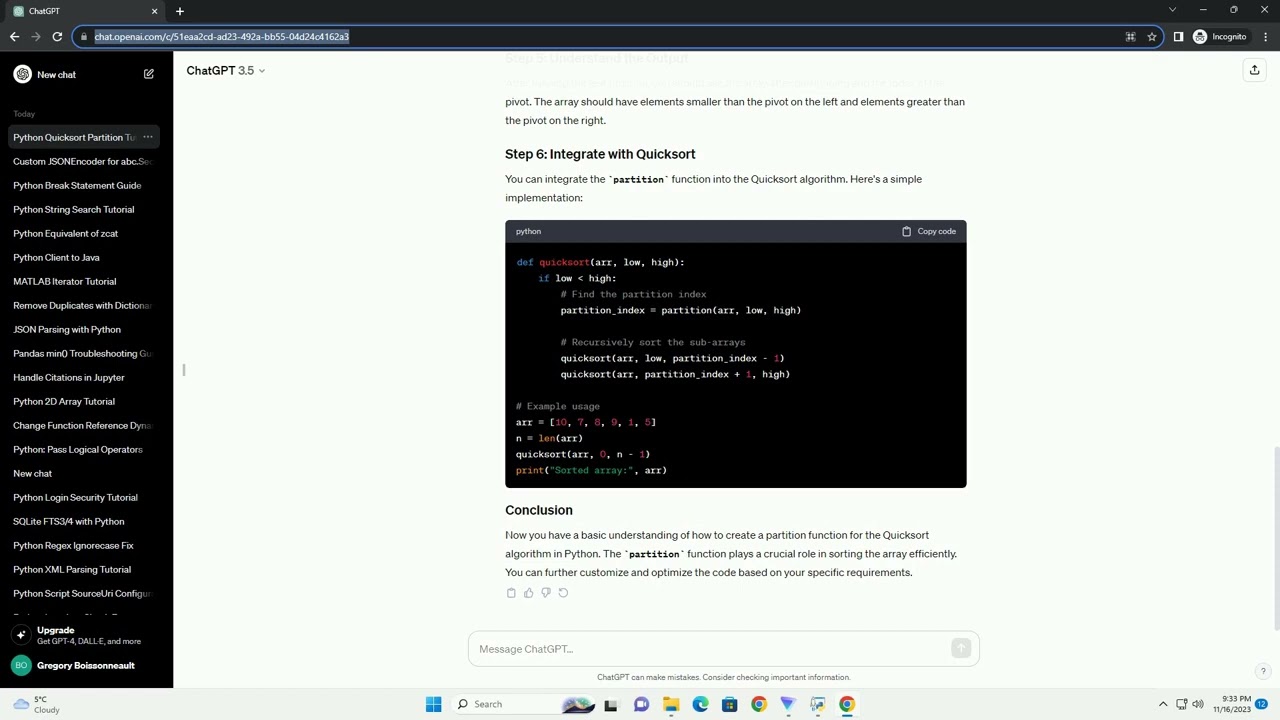 Creating partition function for Quicksort in python