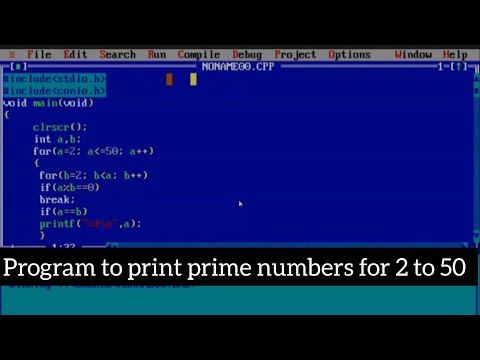 Program to print prime numbers from 2 to 50