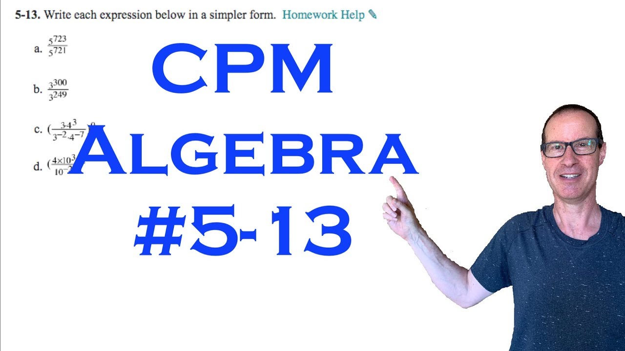 CPM Algebra Chapter 5 Problem 13