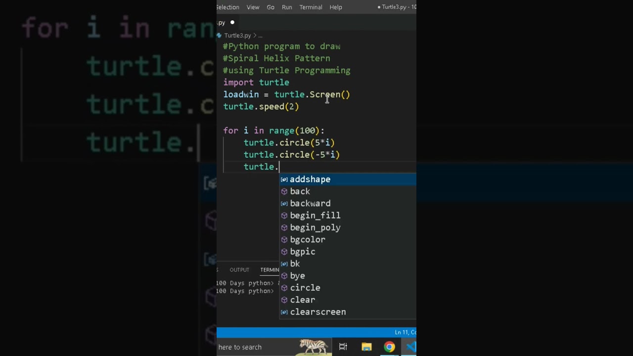 Python program to draw Spiral Helix Pattern 🔥.           #trending #python