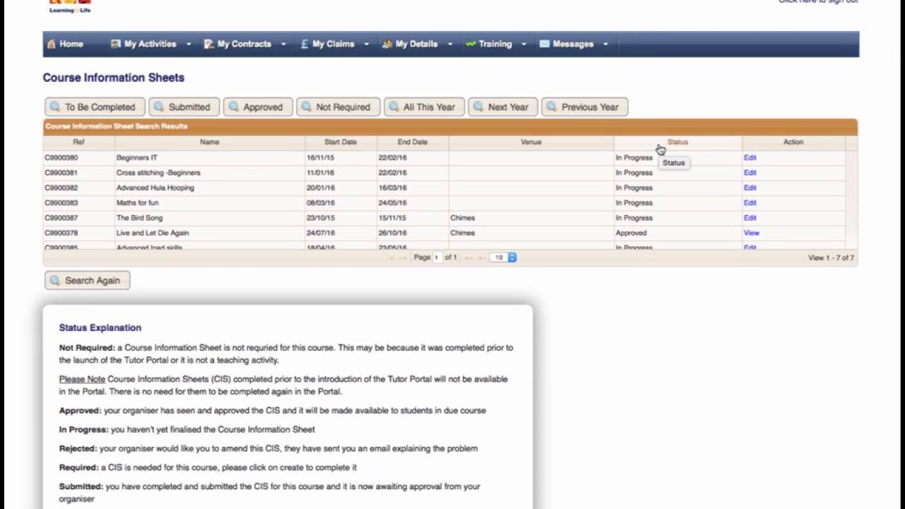 04 WEA Tutor Portal Guide - Course Information Sheet