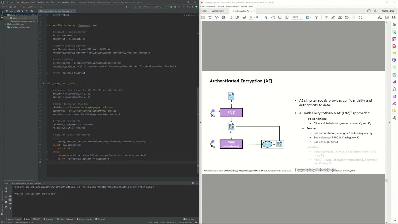 Cryptography with Python 33: Implementing Encrypt-then-MAC in Python