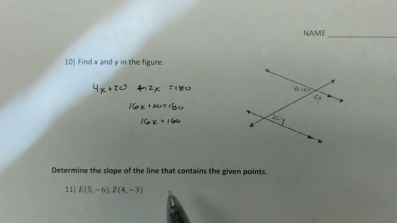 Geometry Chapter 3 Practice Quiz