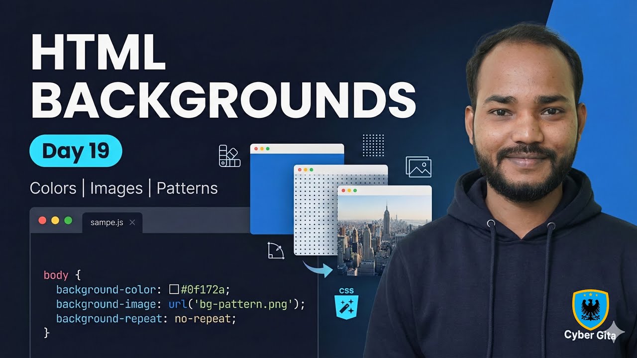 Day 19 HTML Backgrounds Tutorial | Colors, Images, Patterns & Modern CSS Background Tips