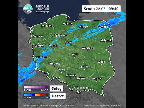 Środa Prognoza opadu na 8 godzin 26.03.2025 #shortvideos #imgw #pogoda