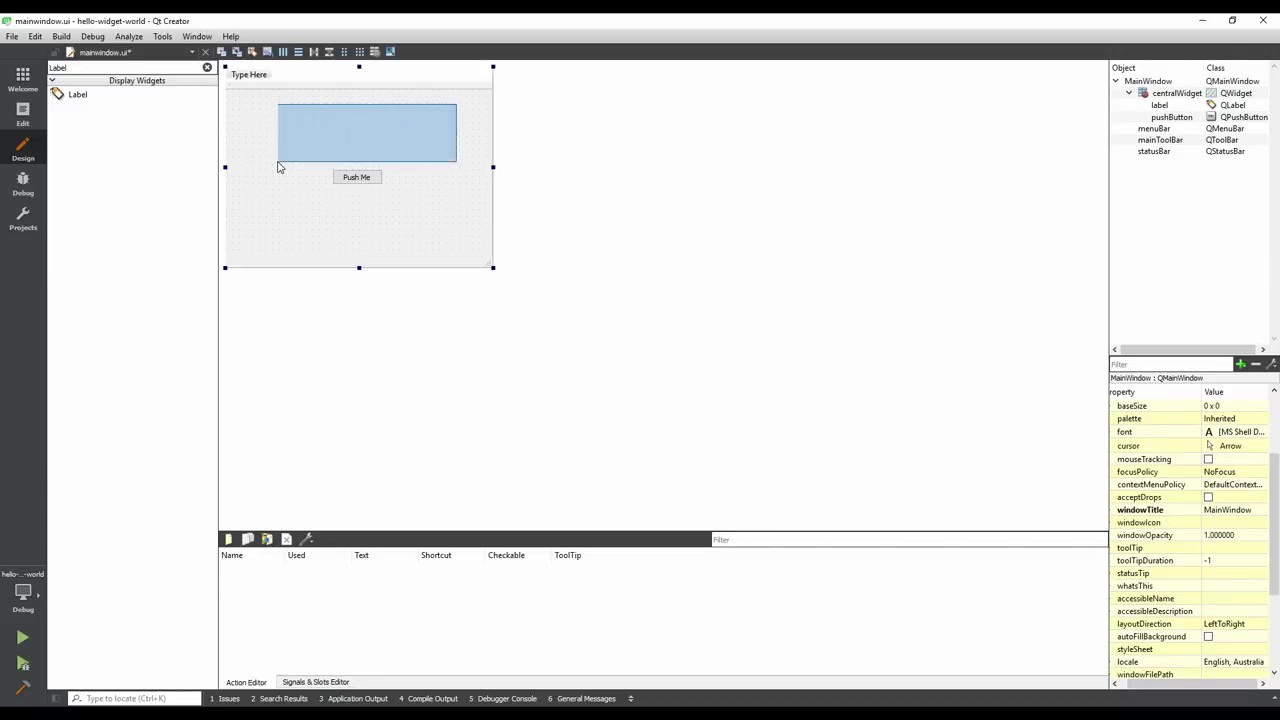 Getting started with Qt Hello Widget World