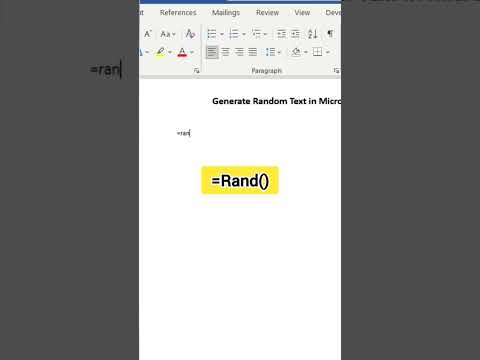 how to generate random text in Microsoft word #word #shorts