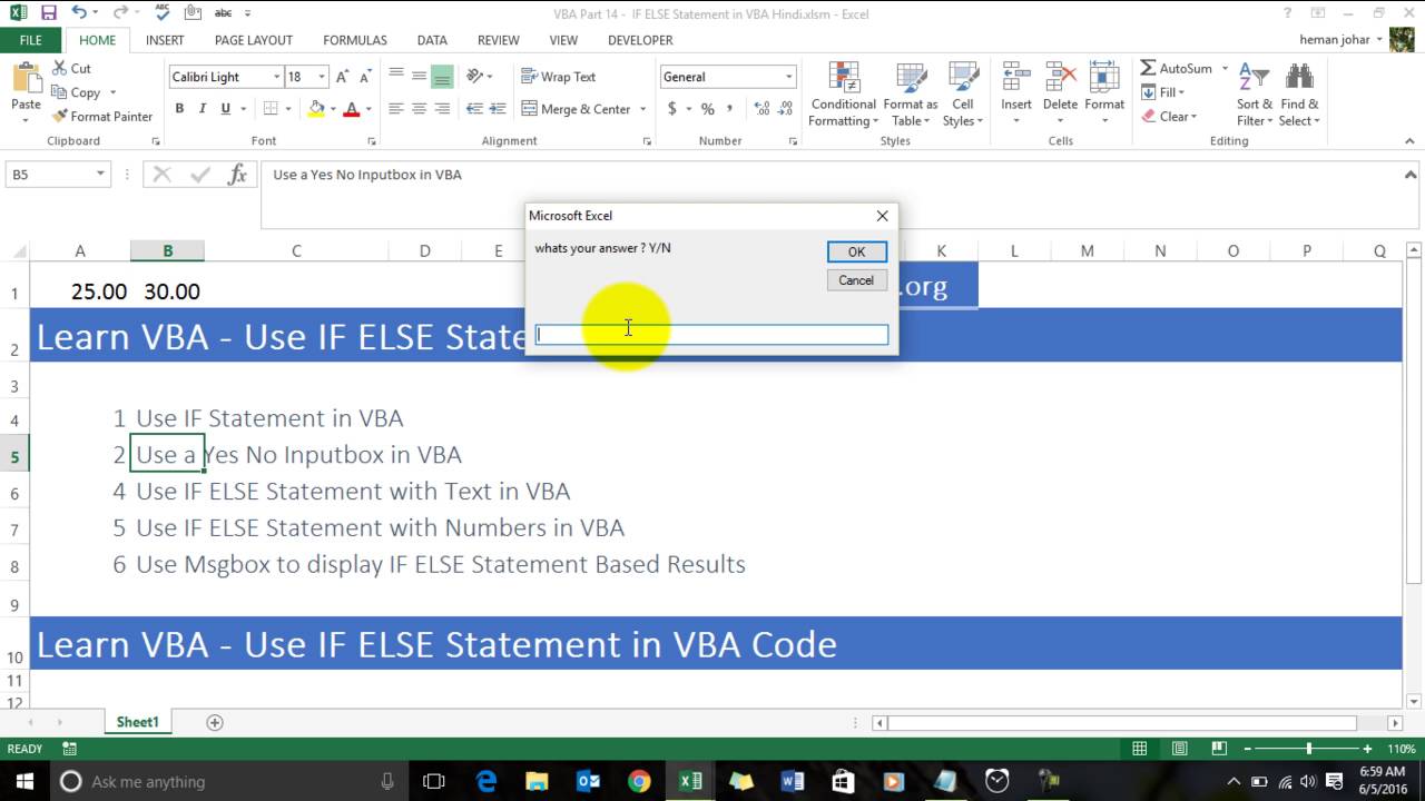 Learn Vba If Else Statement In Vba Learn Excel Course Ms Word Course And Ms Excel Course 9134
