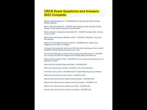 CRCR EXAM QUESTIONS AND ANSWERS 2023 QUESTIONS AND ANSWERS GRADED 100%