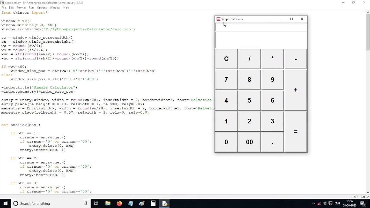 PYTHON GUI || Simple calculator gui in python tkinter || Dynamically scaling gui in python