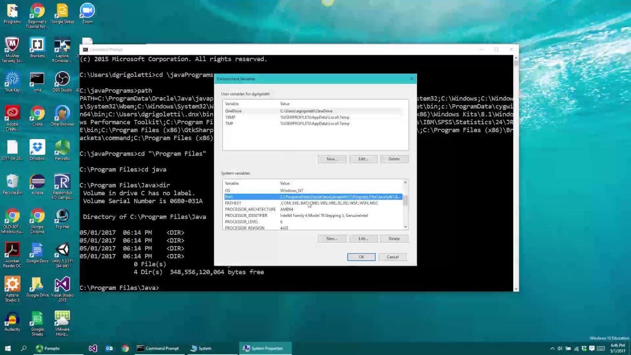 Java Set Path Environment Variable, Compile Hello World