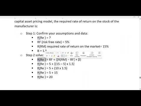 Calculate for the required rate of return on the stock R(Re)
