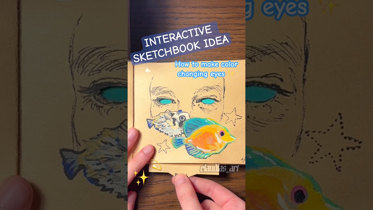 INTERACTIVE SKETCHBOOK IDEA: how to make color changing eyes! #shorts #art #artist #sketchbook