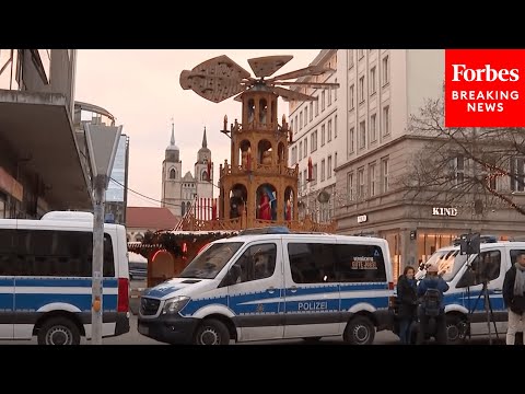 Emergency Personnel Surround The Scene Of The Christmas Market Attack In Magdeburg, Germany