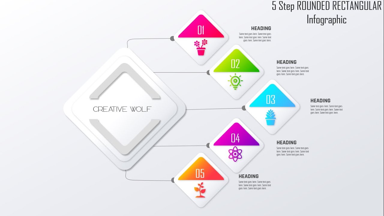 5 Step ROUNDED RECTANGULAR Infographic