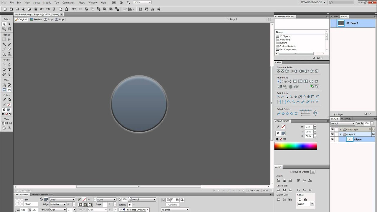 Creating a simple button in Adobe Fireworks
