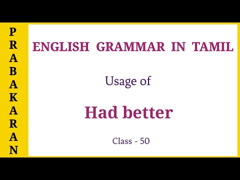 Usage Of Had better | In Tamil | Class 50