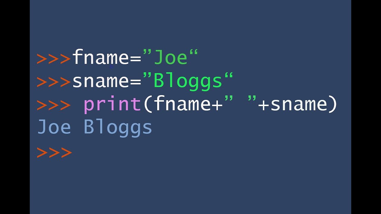 Python Concatenation using Strings Part 1