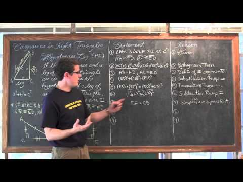 Congruent Right Triangles HL Hypotenuse Leg Theorem