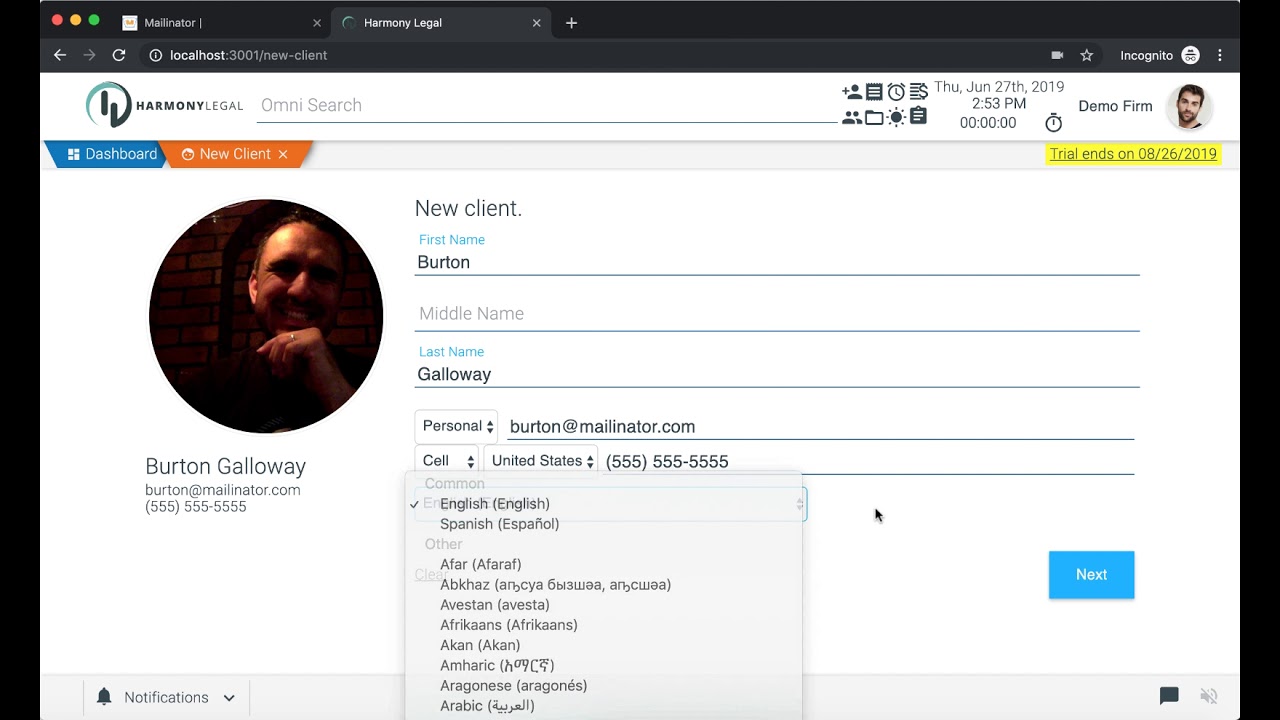 Demo Video for Harmony Legal