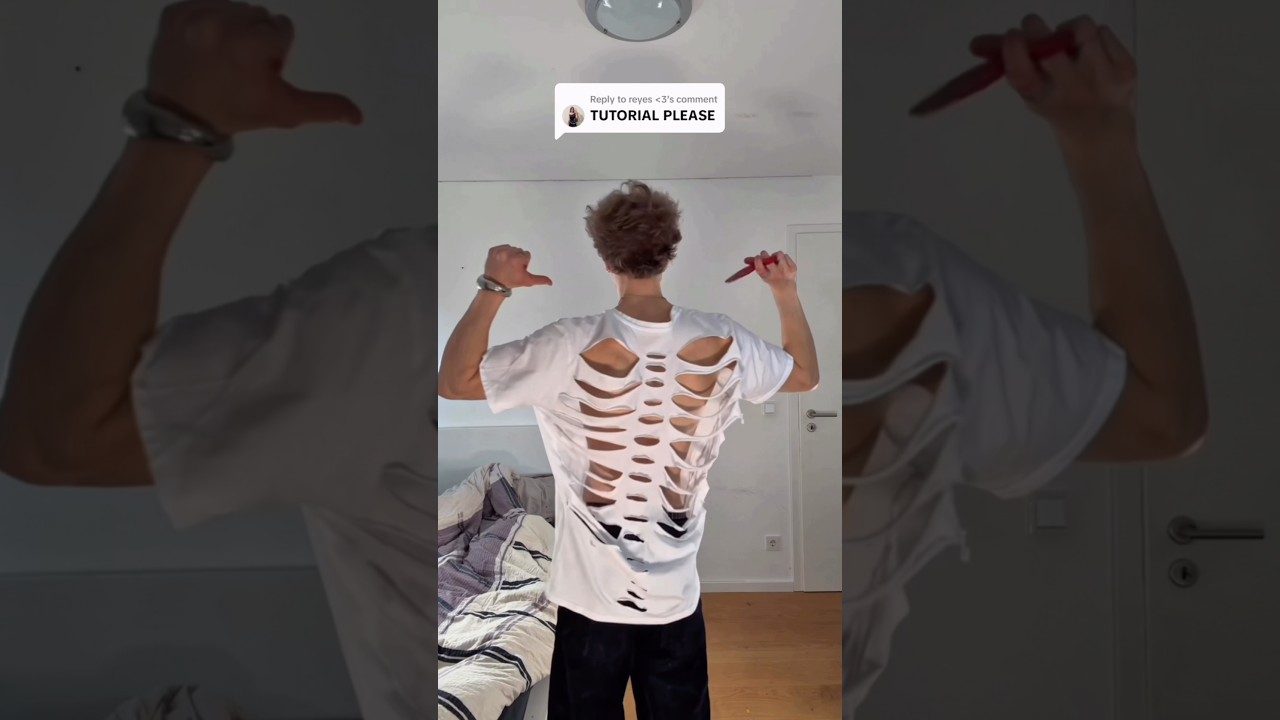 tumblr skeleton shirt cutout tutorial :D #halloween #fashion
