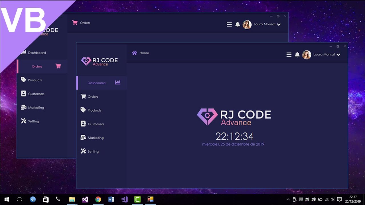 VB/ Modern Form + Font Awesome Icons, Multicolor, Highlight button, WinForm-Visual Basic .NET