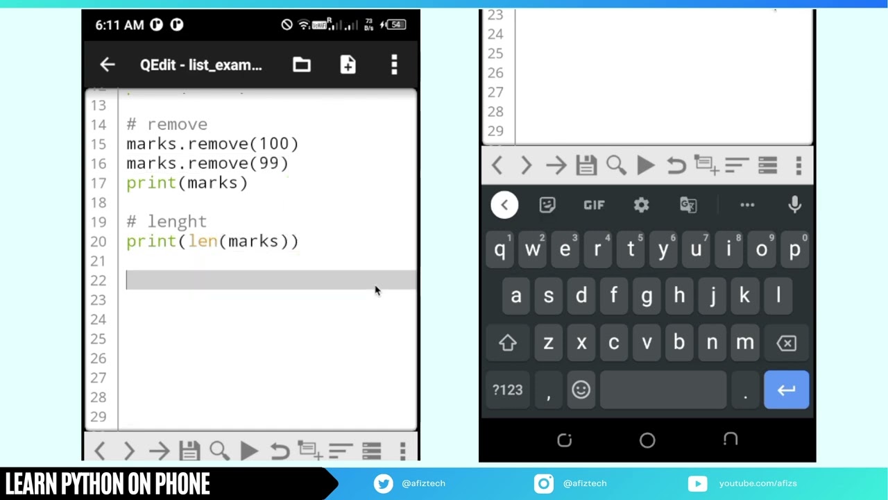 Python on Phone: 22 List Length and Count Methods in Python #Python #PythononPhone