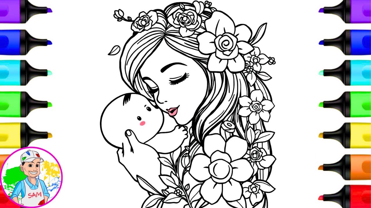 Coloring Mother's Day Coloring Pages | Mother's Day Coloring Book Pages Art Markers