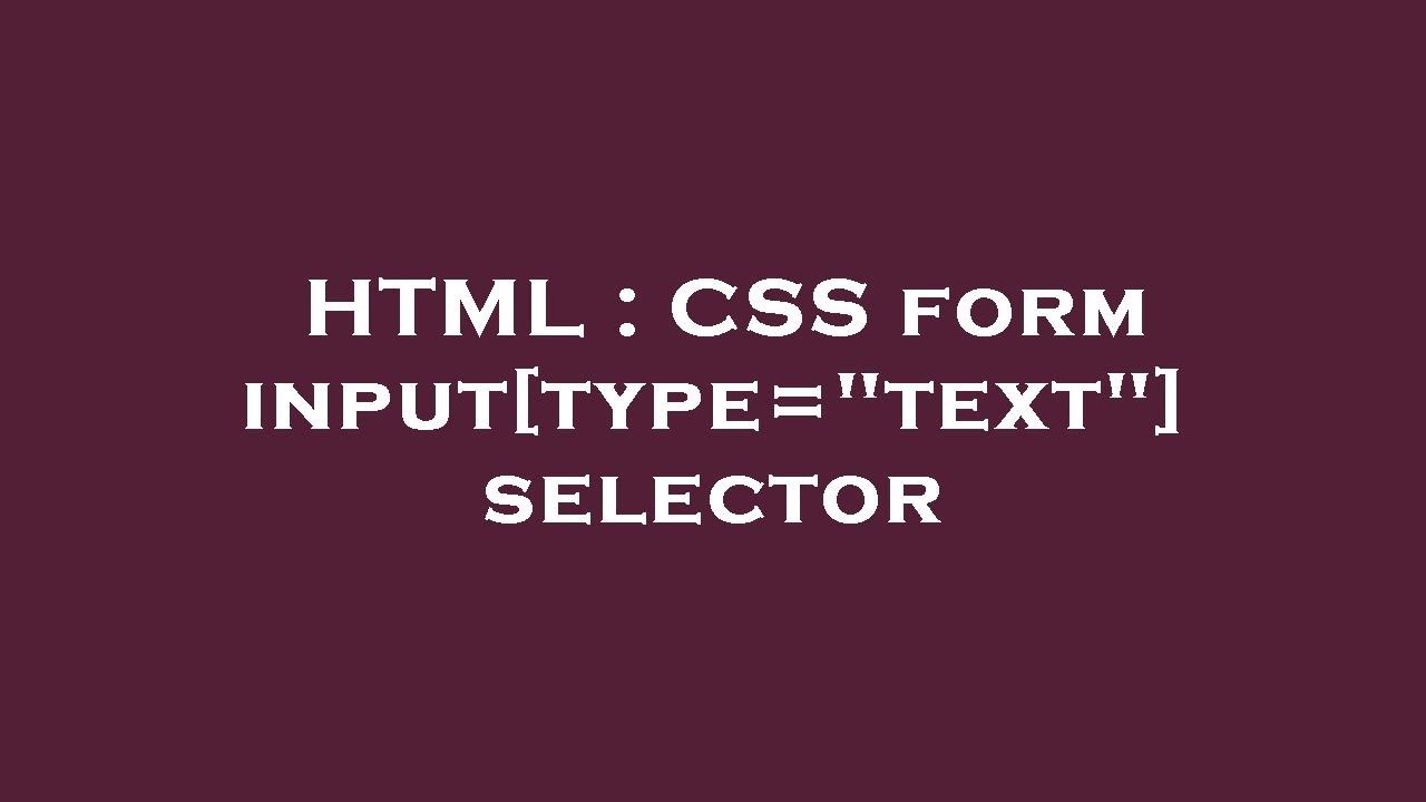 HTML : CSS form input[type=