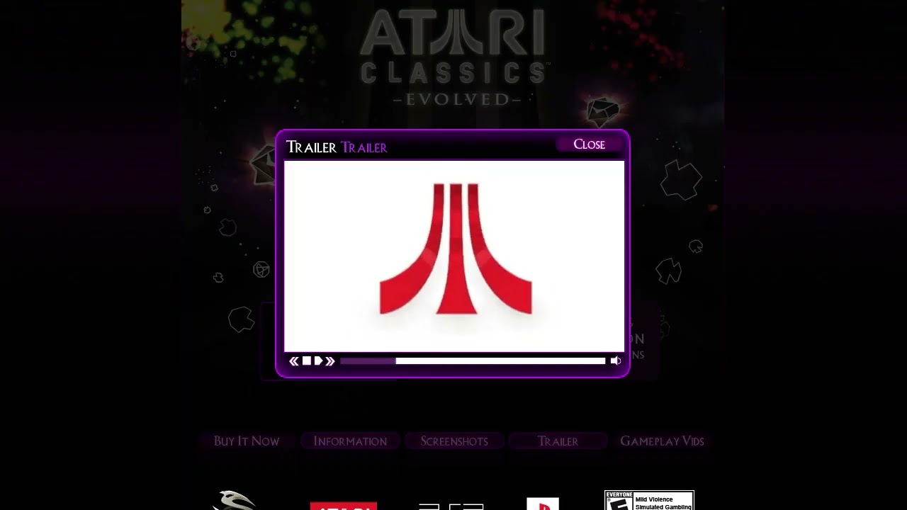 Atari Classics Evolved Flash website in 2007