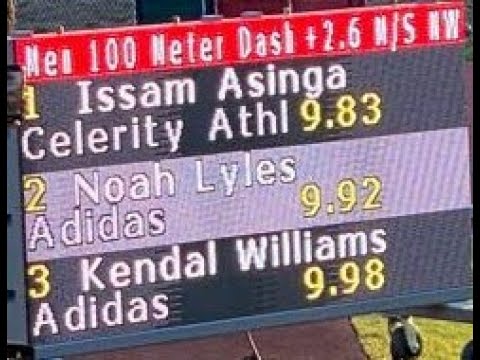 Issam Asinga Runs Wind-Aided 9.83 100 Meters